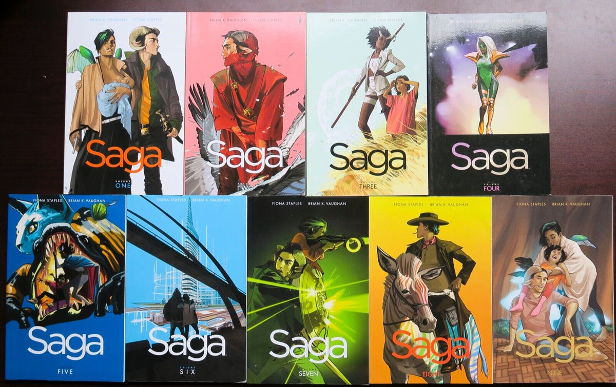 Saga Vol. 1 2 3 4 5 6 7 8 & 9 Image Graphic Novel Comic Book Lot of 9 ...